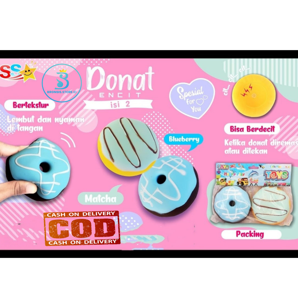 Jual Bronsis - Mainan Anak Roti Donat isi 2 Pcs Pencet Bisa bunyi SS ...