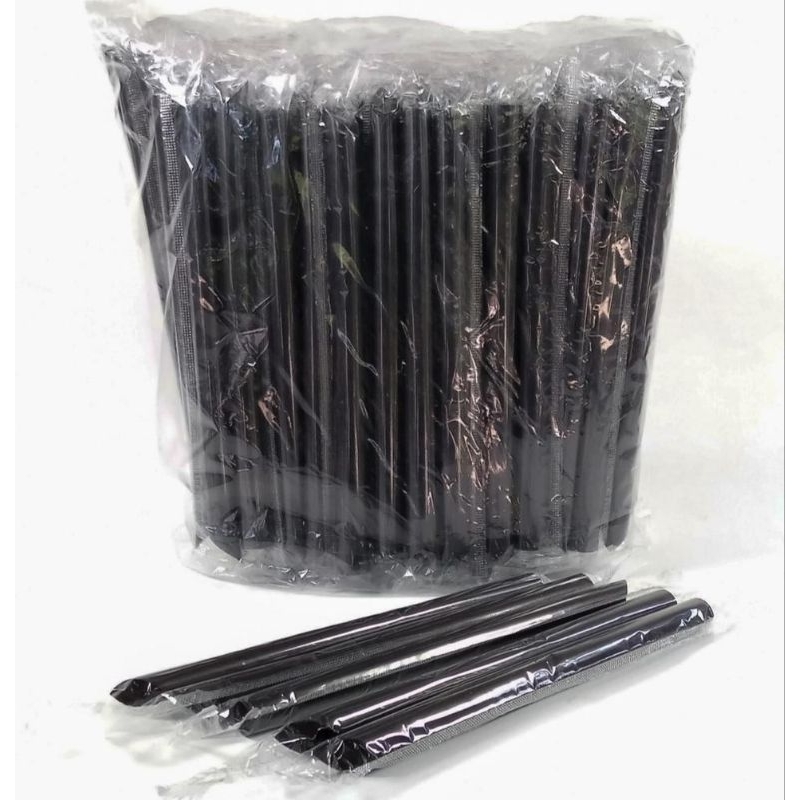 Jual Muraaahh!! (isi 100 pcs) Sedotan Boba Sedotan Steril Hitam Ukuran ...