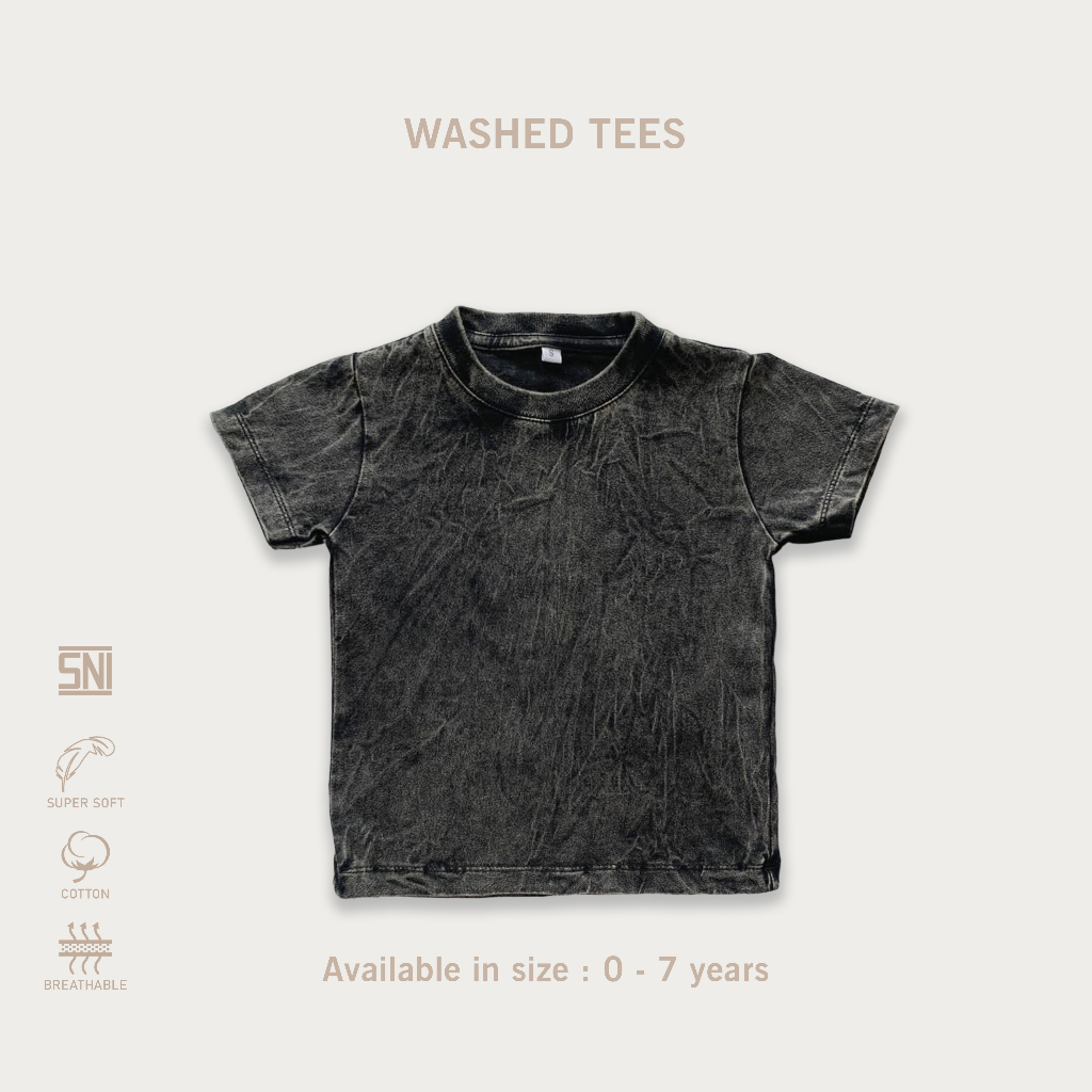 Jual Washed Tee - Kaos Anak Motif Washing Katun Combed 24s Unisex ...