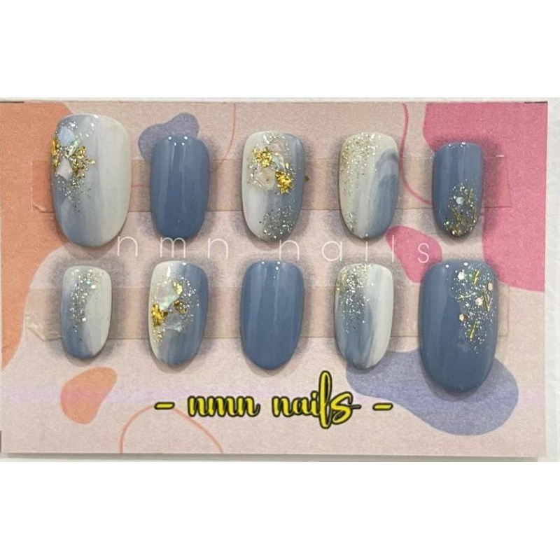 Jual Press on nails abu biru / kuku palsu model japanese gradasi ...