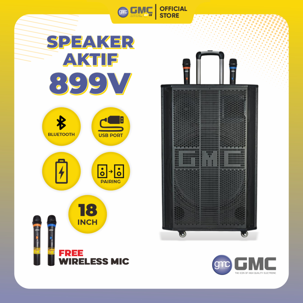 Jual GMC SPEAKER 899V MULTIMEDIA BLUETOOTH + 2 MIC WIRELESS | TERMURAH ...