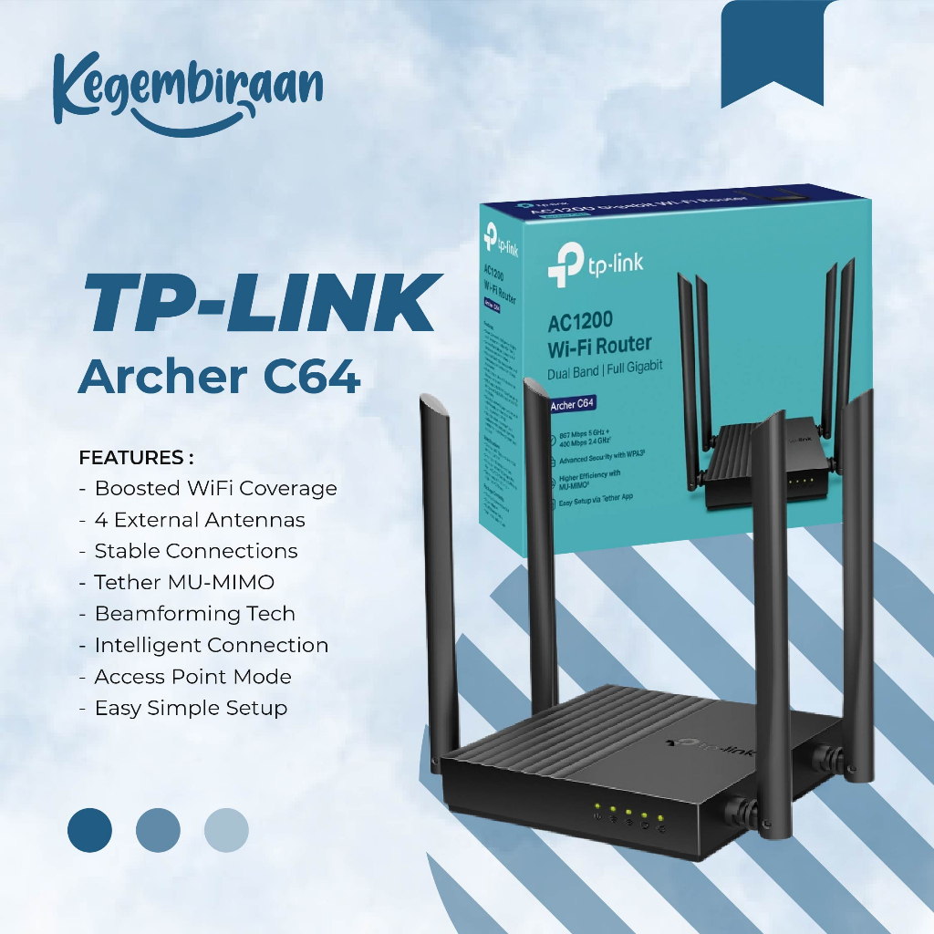 Jual TP-link Archer C64 AC1200 Wireless MU-MIMO WiFi AP Router | Shopee ...