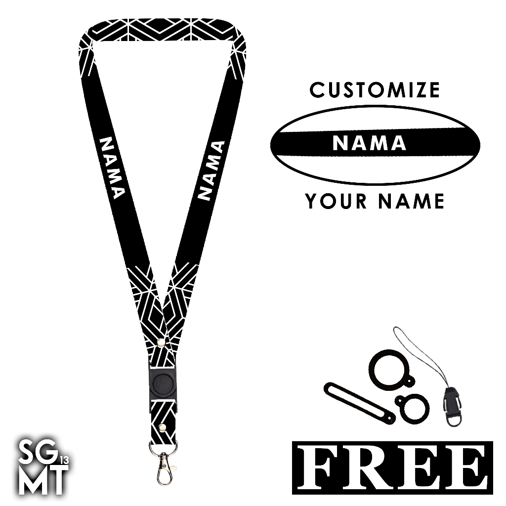 Jual BISA SATUAN Lanyard Custom Nama Printing Full 2 Sisi Ukuran 2cm ...