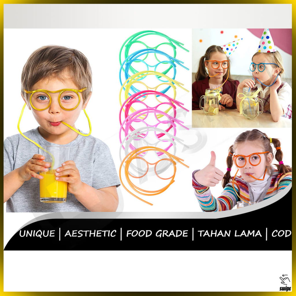 Jual Sedotan Kacamata Drinking Glasses Straw Fun Kaca Mata Pipet Pipa ...