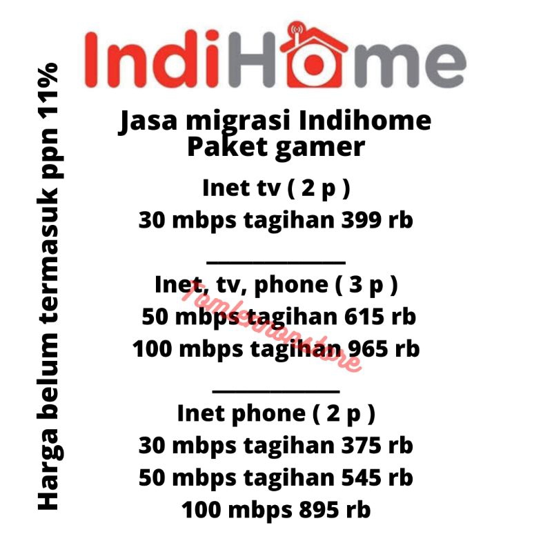 Jual PAKET GAMER INDIHOME || MIGRASI INDIHOME || UPGRADE DOWNGRADE ...