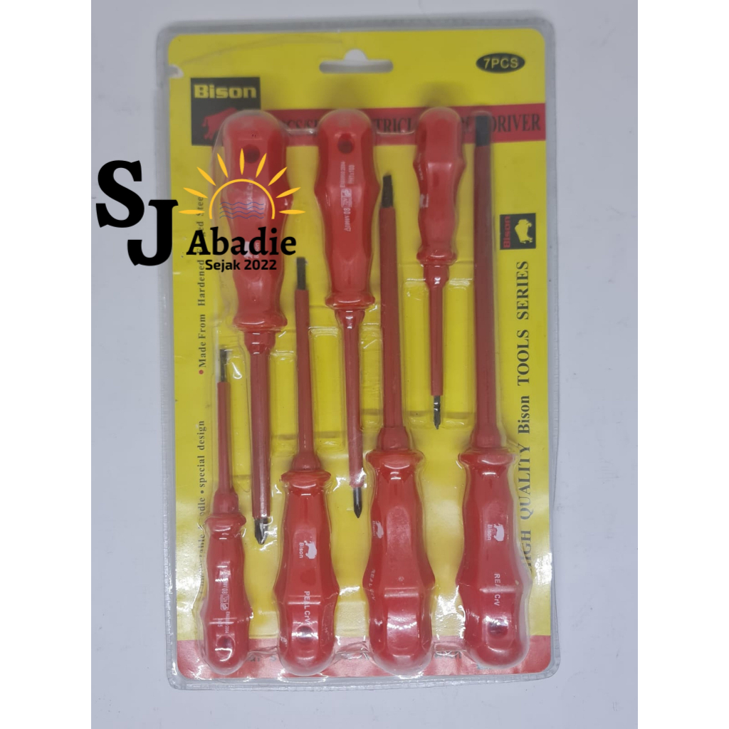 Jual (1 PCS) Obeng Listrik Elektric Set BISON Isi 7 Pcs - Electric ...