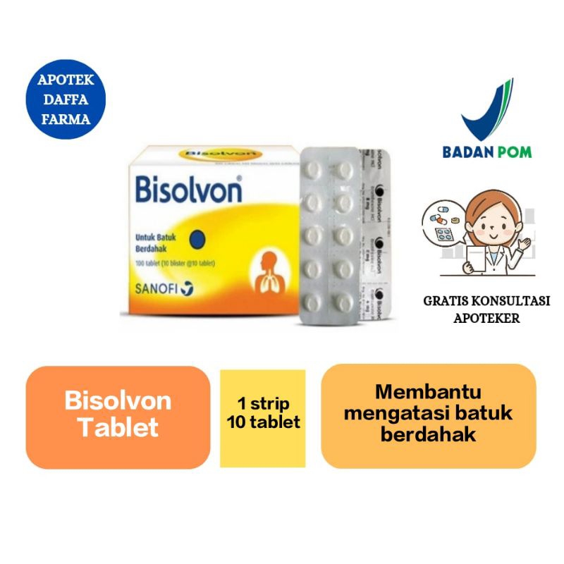 Jual BISOLVON TABLET 1 STRIP 10 TABLET - OBAT BATUK BERDAHAK | Shopee ...