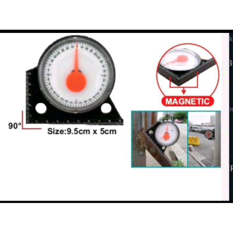 Jual Dial Magnet Waterpas Degree Busur Derajat Angle Level Finder Meter ...