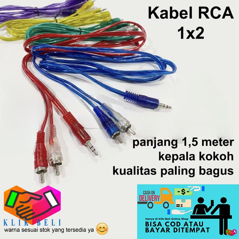 Jual Kabel Audio RCA 1x2 Jack 3,5mm 1-2 AUX 1 ke 2 Jek Kabel Panjang 1,5 Meter | Shopee Indonesia