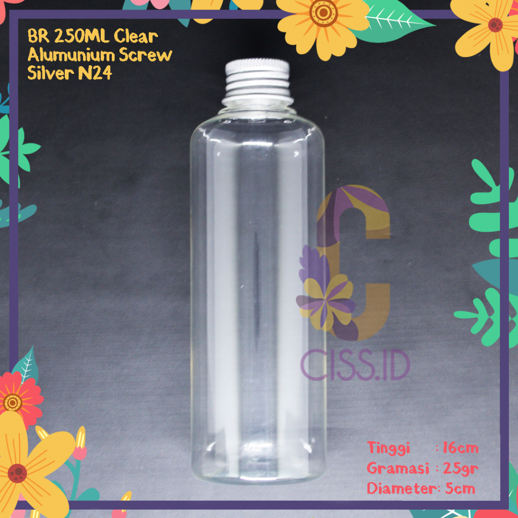 Jual BOTOL BR 250ML BENING TUTUP ULIR ALUMUNIUM SILVER N24 IMPORT PET KEMASAN KOSMETIK PARFUME ...