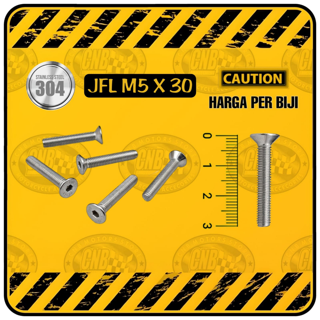 Jual BAUT L STAINLESS JFL M5X30 TIRUS SETARA BAUT KUNCI 8 PANJANG 30 MM 3 CM | Shopee Indonesia