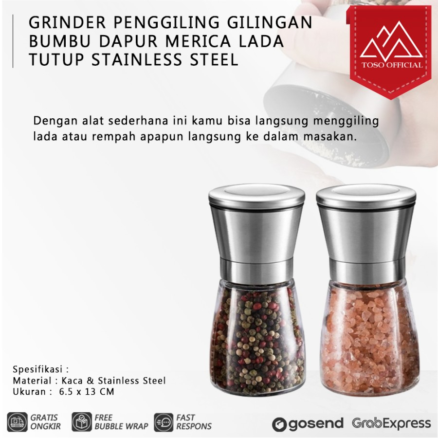 Jual GRINDER PENGGILING GILINGAN BUMBU MERICA LADA TUTUP STAINLESS 13CM ...