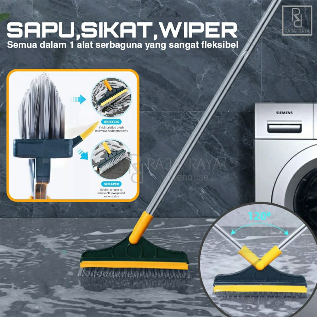 Jual Sikat Lantai WC Kamar Mandi 2IN1 Wiper Sikat Pembersih Putar 120 ...