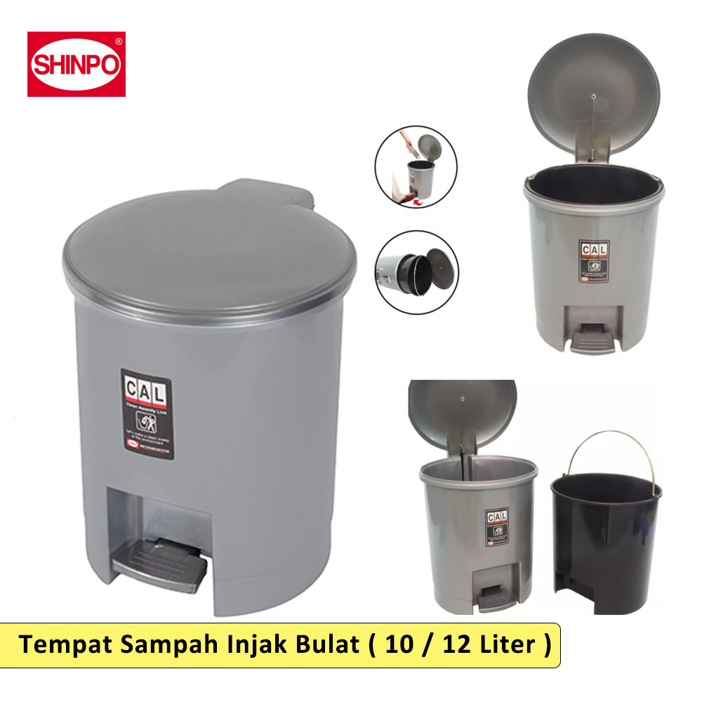 Jual Tempat Tong Sampah Injak 10 L / 12 Liter Shinpo Bulat Home Dustbin Rumah / Kantor / Toko ...