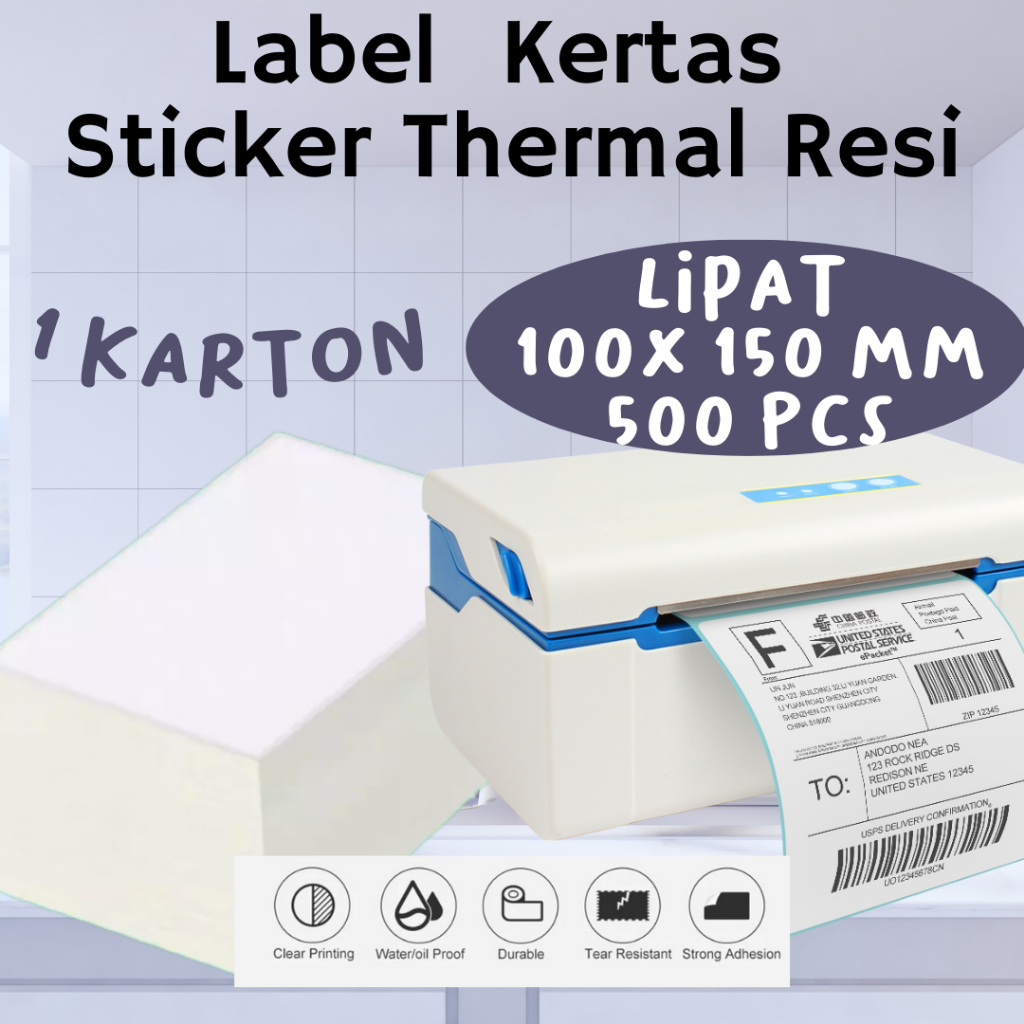Jual 100 x 150 Thermal Label Direct Barcode 100x150 isi 500 LIPAT ...