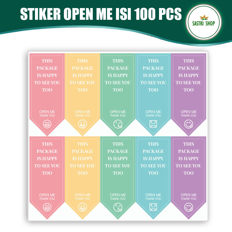 Jual Stiker Open Me Warna Warni Segitiga Isi 100 pcs Stiker Label Thank ...