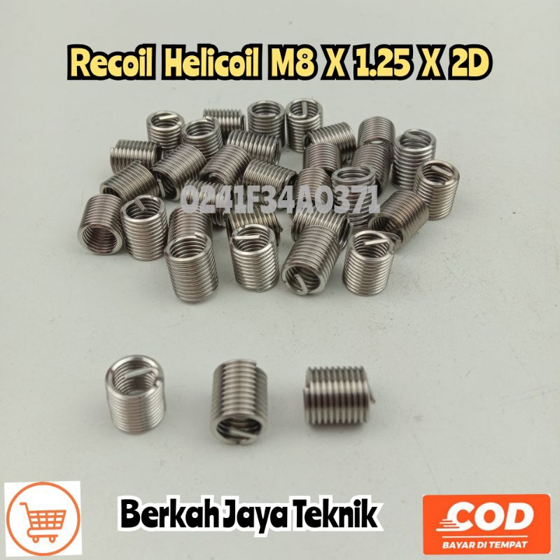 Jual 10pcs recoil M8x1.25 2D recoil helicoil verbosh baut reparasi baut ...