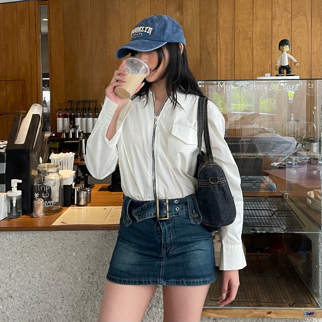 Jual Brie Shirt - Long Sleeve Zip Shirt | Kemeja Zipper Lengan Panjang ...