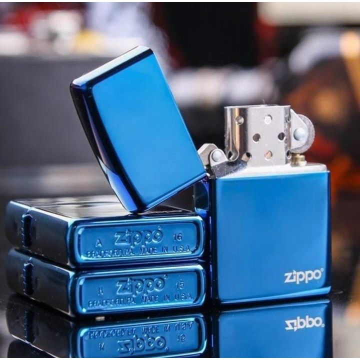 Jual (FREE BOX) Korek Api Zippo Original Made In USA Blue Ice Logo Polos / Korek Api Unik ...