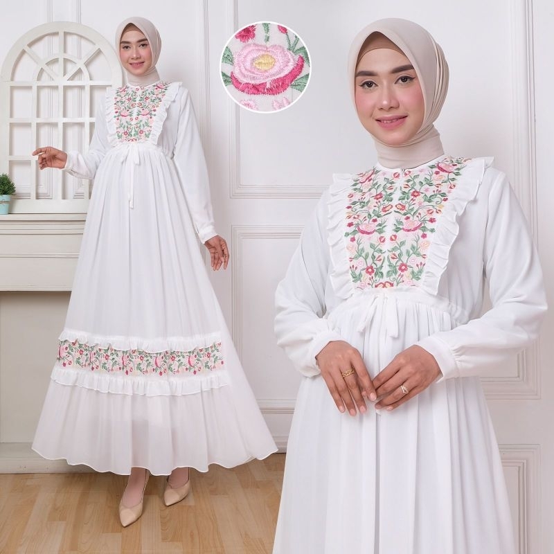 Jual GAMIS CERUTI BORDIR PINGGIR / GAMIS COKLAT / GAMIS ARMY / GAMIS ...