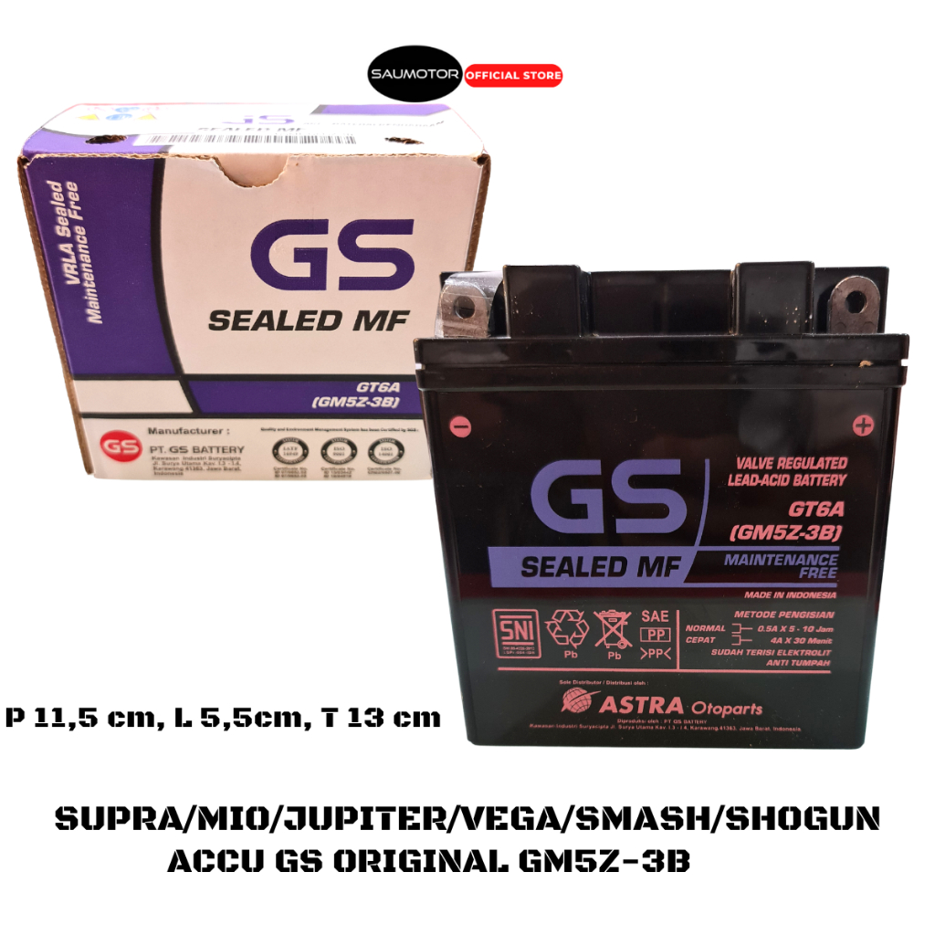 Jual Saumotor Accu Gs Supra Gm5Z-3B Aki Gs Jupiter Shogun Original Gs ...