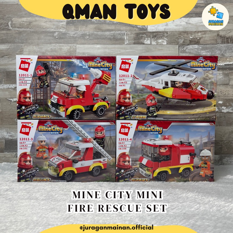 Jual QMAN TOYS Mine City Mini Fire Rescue - Bricks bongkar susun brick block Blocks Mainan ...