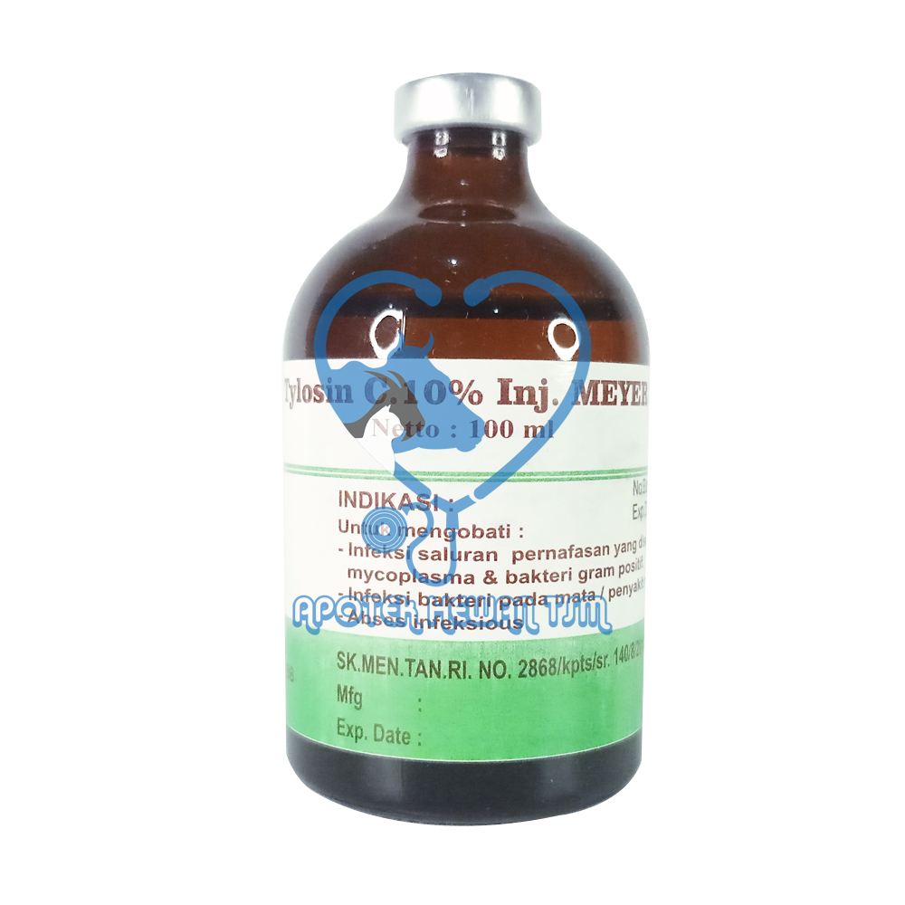 Jual Tylosin C 10 % Inj MEYER Antibiotik Infeksi Salauran Pernafasan ...