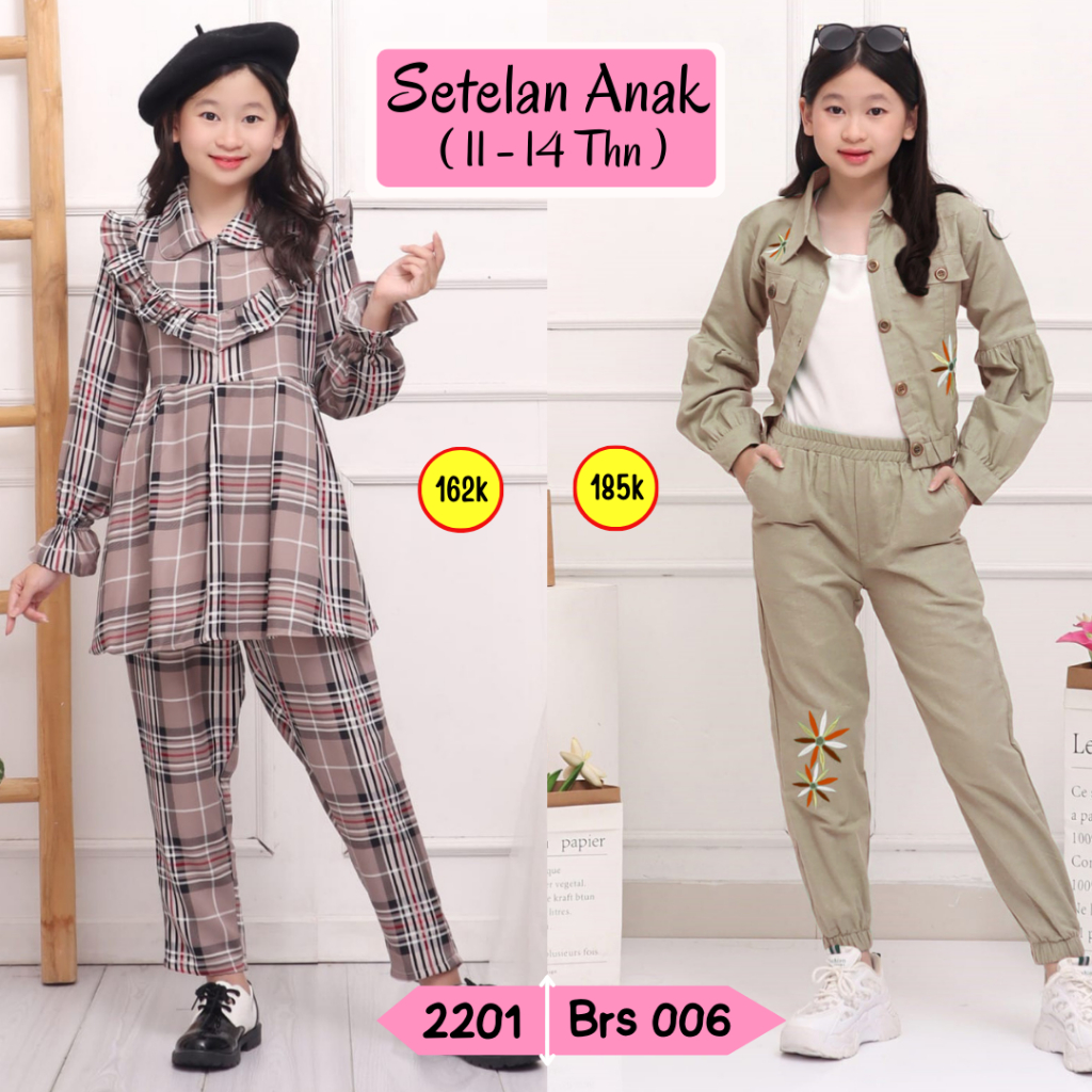 Jual ( 11 - 14 TAHUN ) SETELAN ANAK PEREMPUAN TERBARU / BAJU ONESET CELANA ANAK PEREMPUAN / 2201 ...