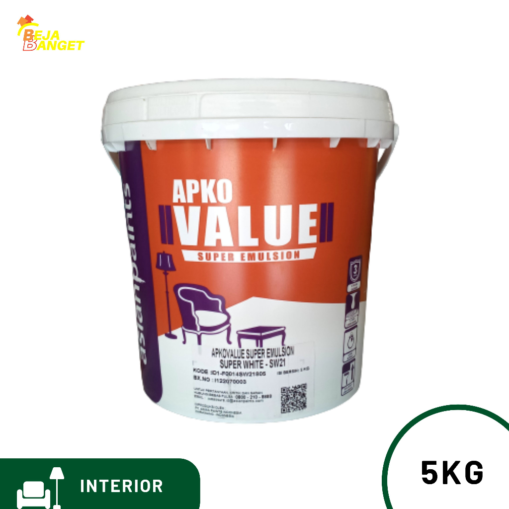 Jual Cat Tembok Dinding Interior APKO VALUE SUPER EMULSION VSE Asian ...