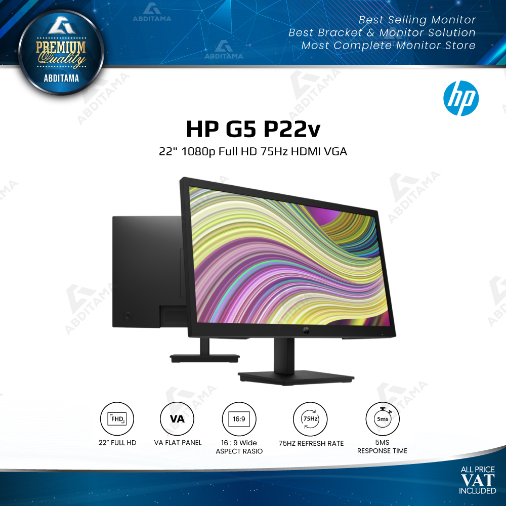 Jual Monitor LED HP G5 P22v 22" 1080p Full HD 75Hz HDMI VGA | Shopee ...