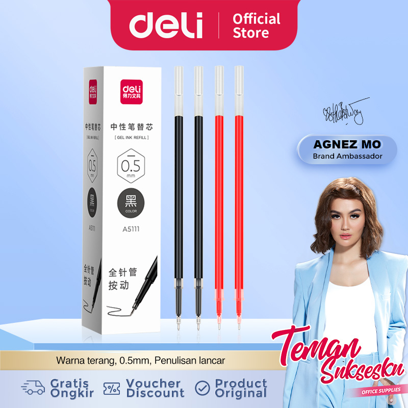 Jual Deli Isi Tinta Pulpen Gel Cetek / Retracable Gel Ink Refill 0.5mm ...