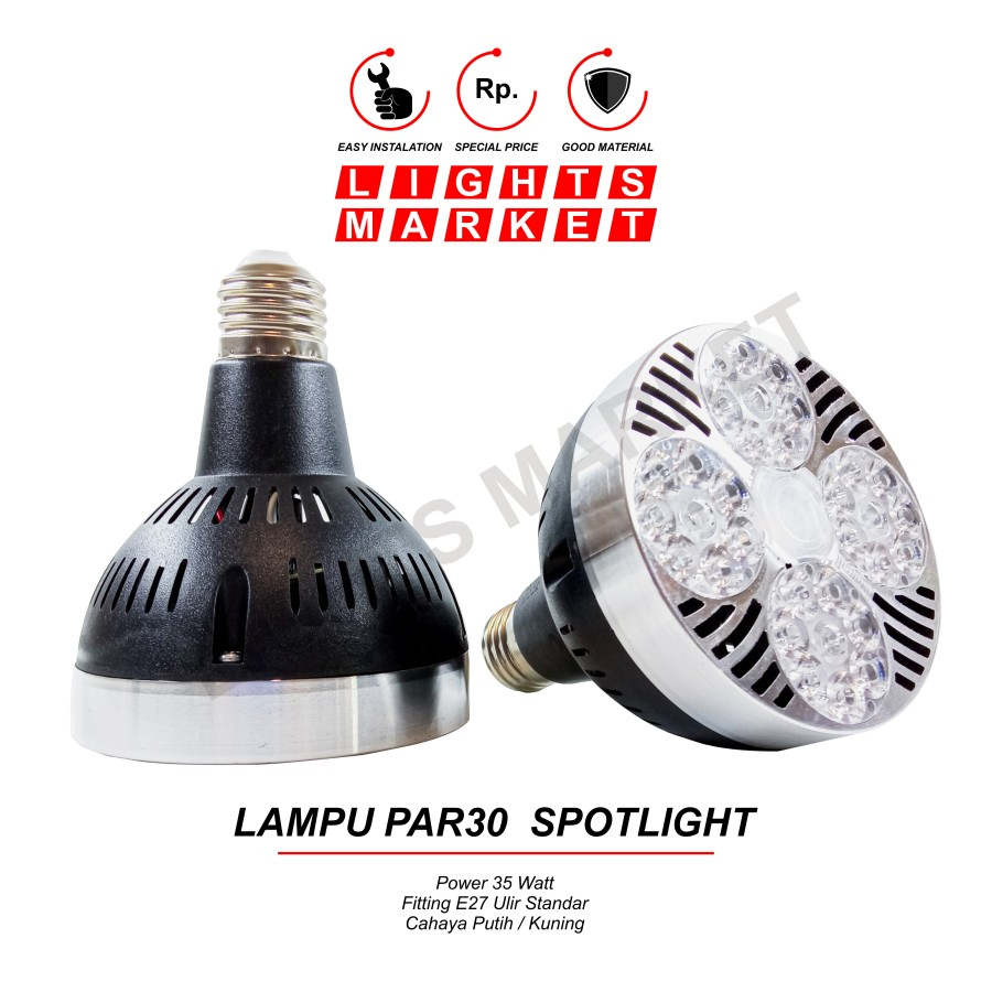 Jual Lampu Sorot LED PAR30 35W E27 - Spotlight Warna Warm White, Natural, Putih | Shopee Indonesia