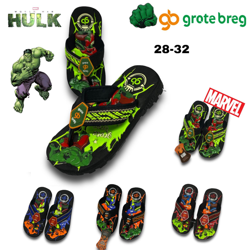 Jual Grote Breg - Sandal Jepit Anak Laki Laki Sablon Karakter Hulk ...