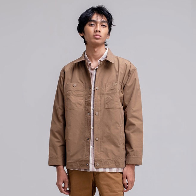 Jual Famo Jaket Outer Kerah kancing Pria Trucker Polyester Outerwear ...