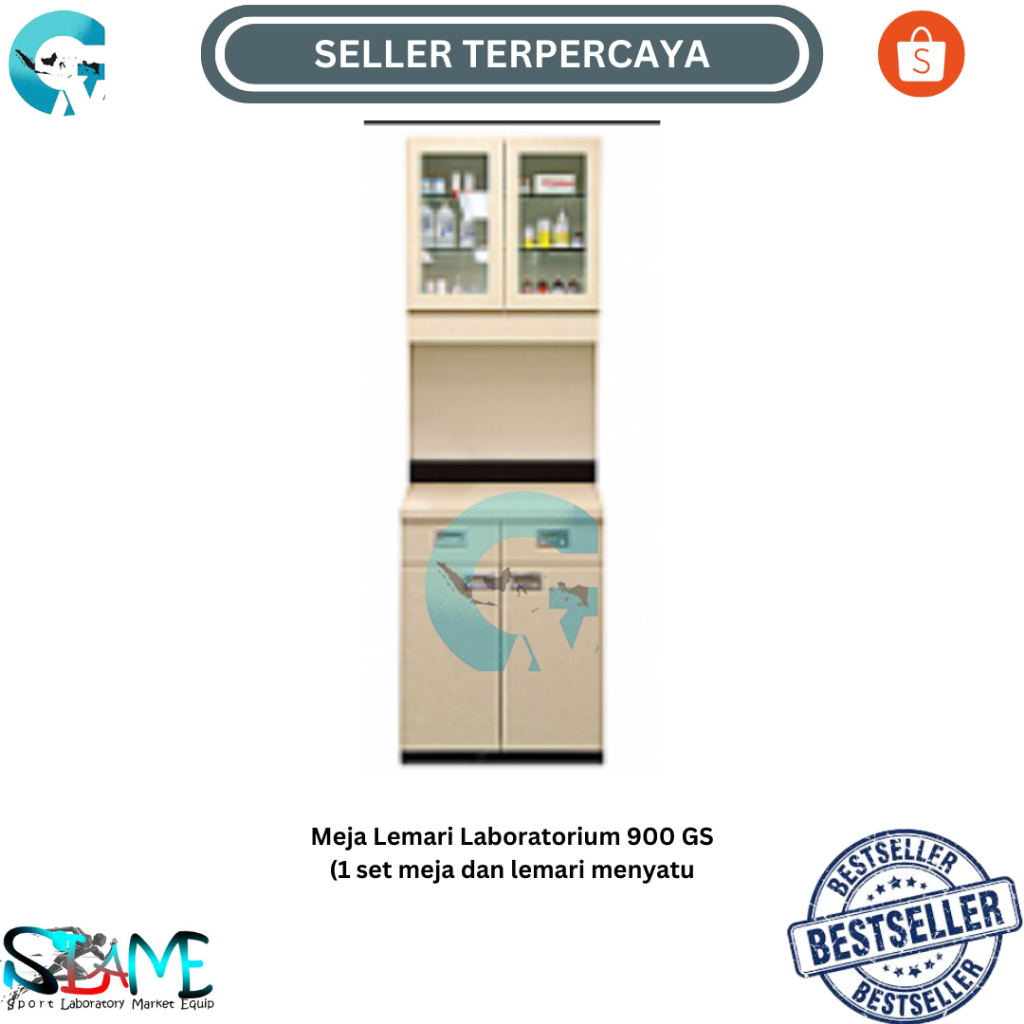 Jual Meja Lemari Laboratorium 900 GS (1 set meja dan lemari menyatu ...