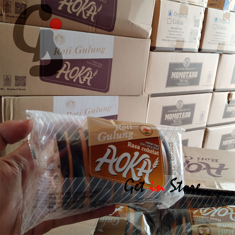 Jual AOKA ROTI GULUNG RASA COKLAT 60 PCS / DUS | Shopee Indonesia