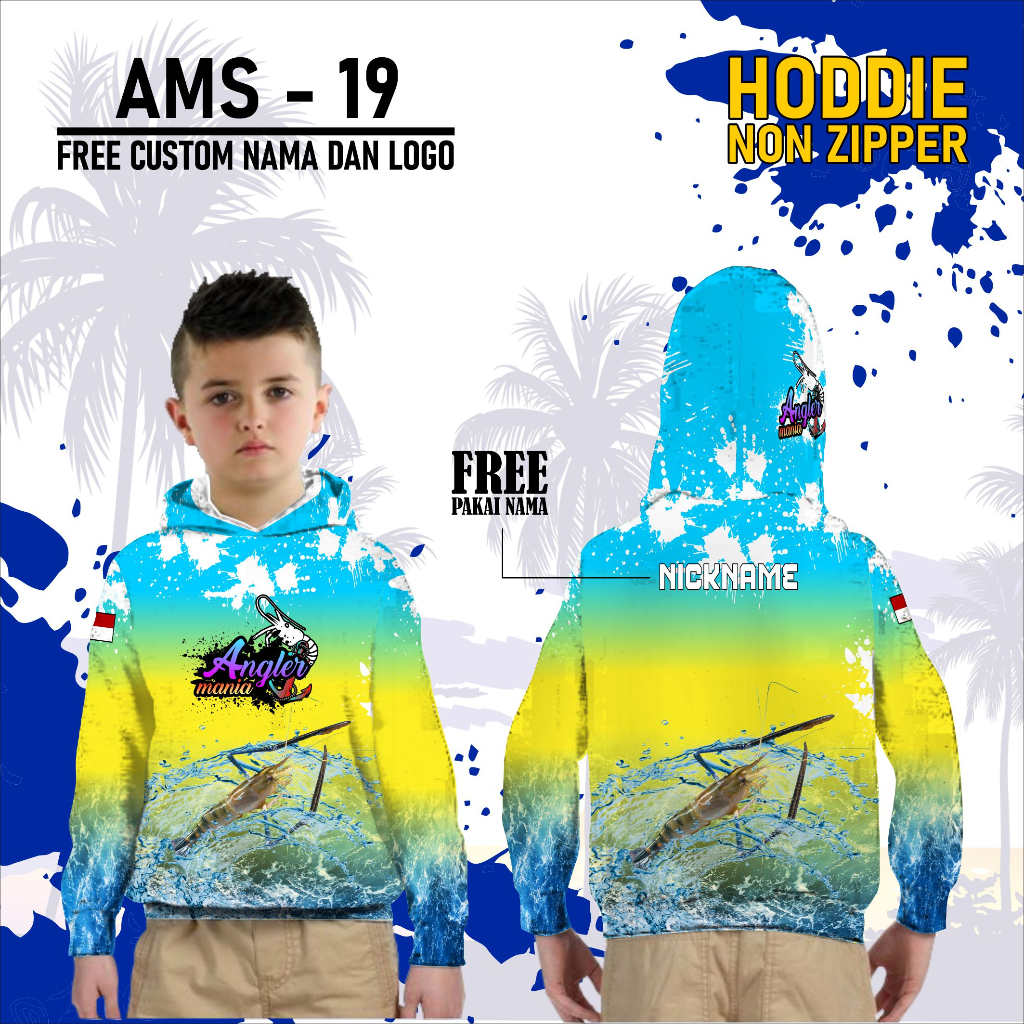 Jual Jersey hoodie mancing udang anak baju angler shrimp lengan panjang ...