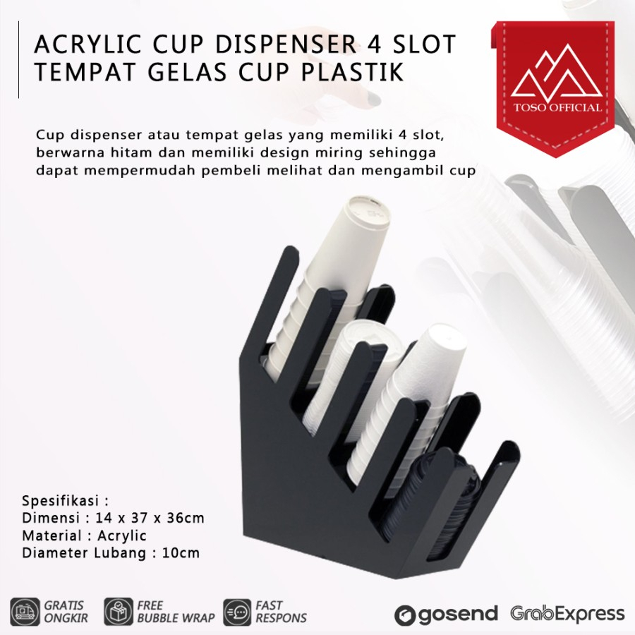 Jual Acrylic Cup Dispenser 4 Slot / Tempat Gelas Cup Plastik / Paper ...
