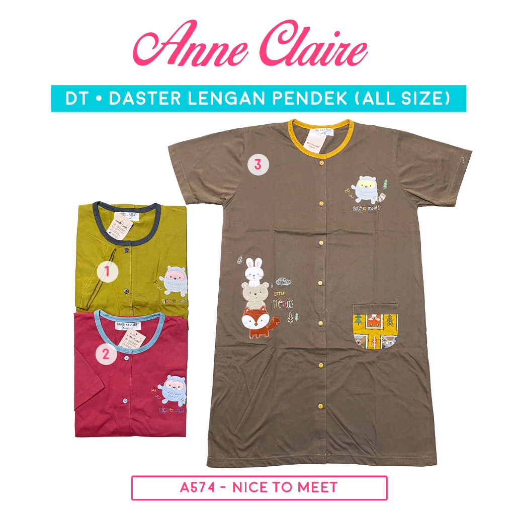 Jual Daster Lengan Pendek DT Kancing Full All Size Anne Claire bahan ...