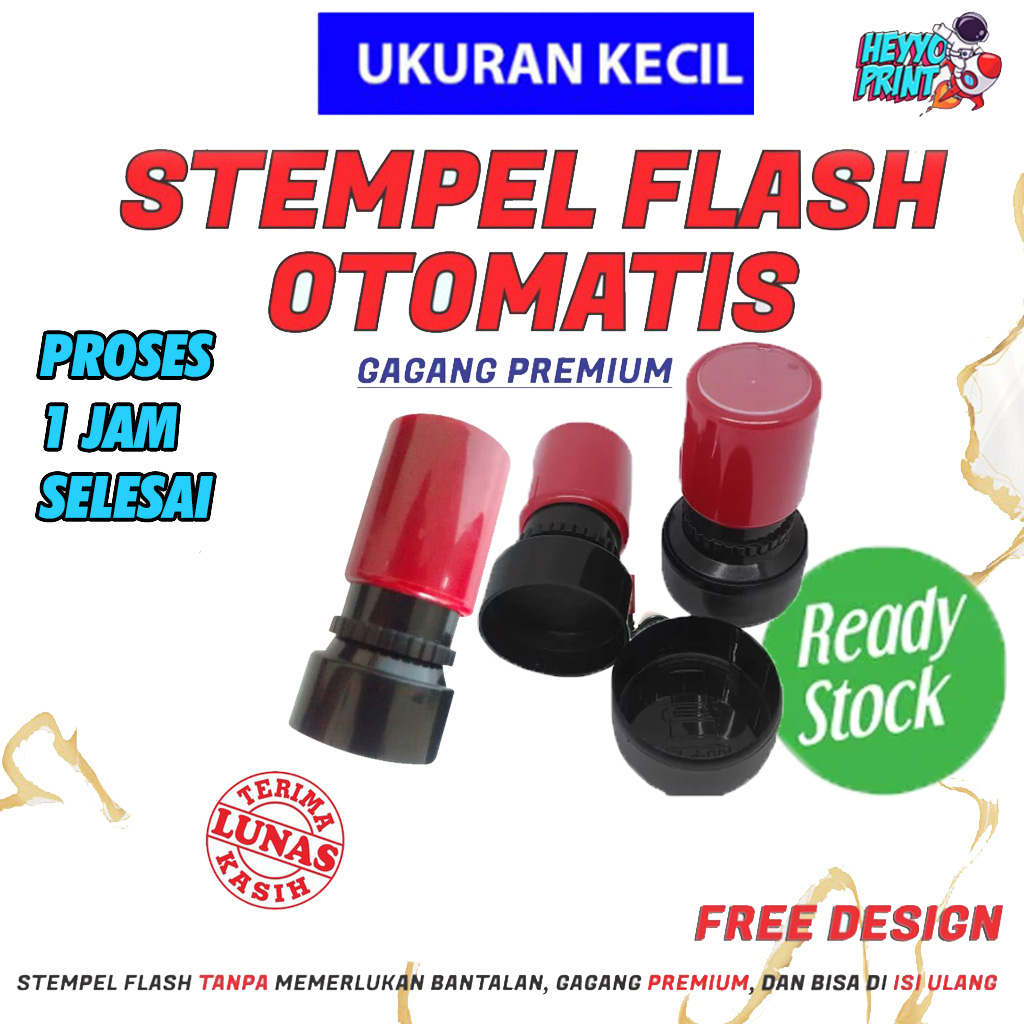 Jual STEMPEL FLASH BULAT KECIL OTOMATIS CEPAT / CUSTOM STEMPEL WARNA | Shopee Indonesia