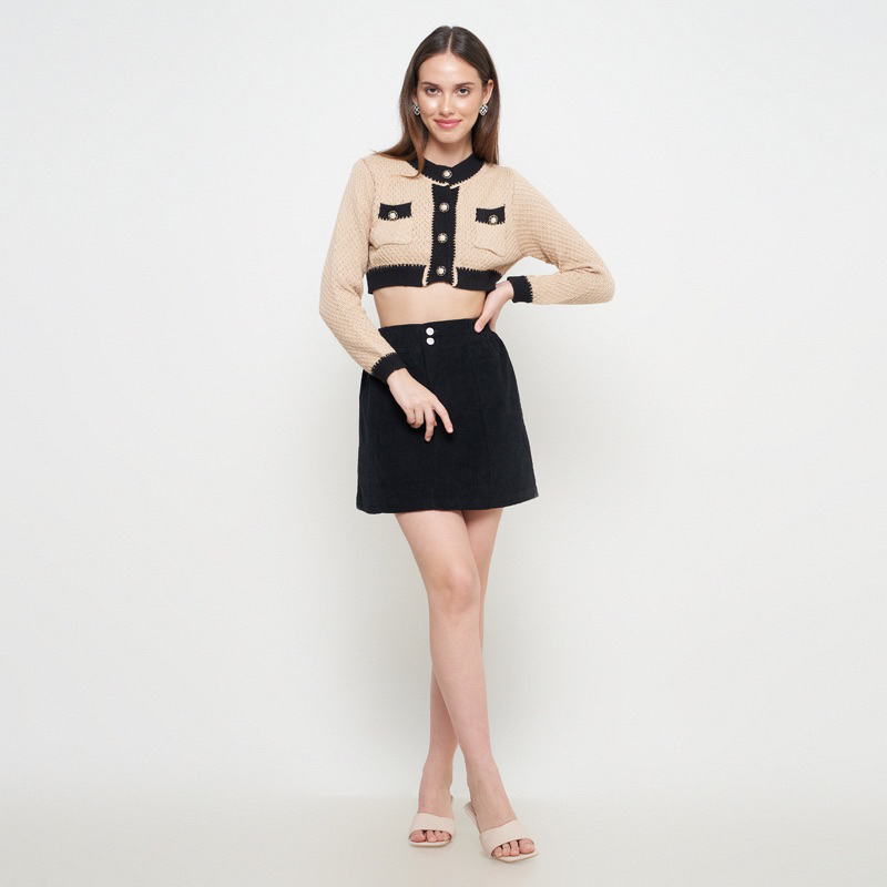 Jual Monochromatiqs Mina skirt korean style rok mini korea | Shopee ...