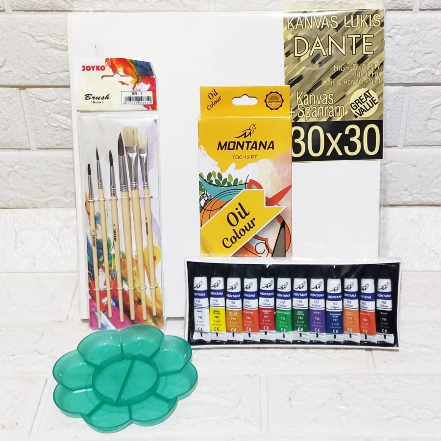 Jual PAKET MELUKIS SET Kanvas 30x30 Kuas Palet | Shopee Indonesia