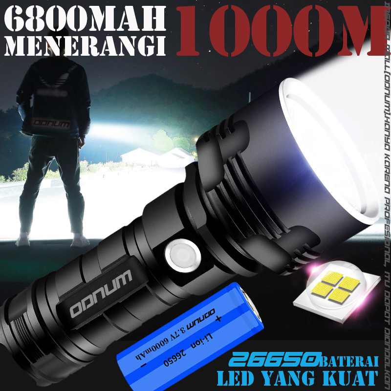 Jual ODNUM luar ruangan senter cahaya kuat quad-core sumbu P70LED 1500M ...