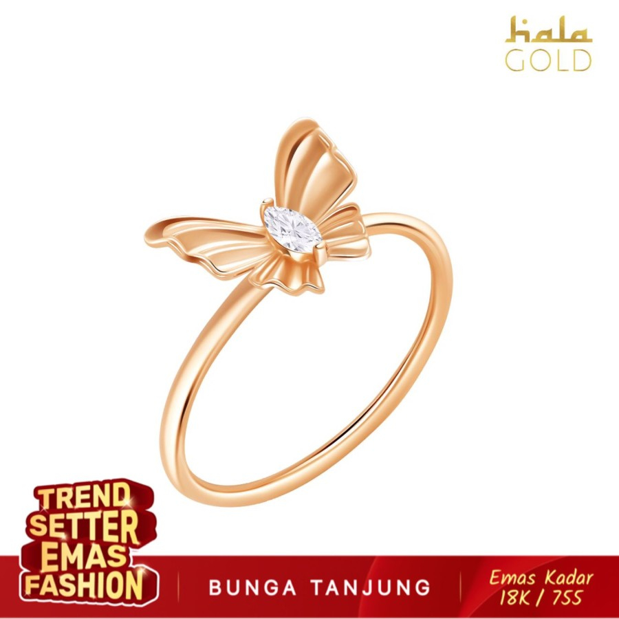 Jual CINCIN KUPU KUPU SERIES - HALA GOLD - EMAS 18K - BUNGA TANJUNG ...