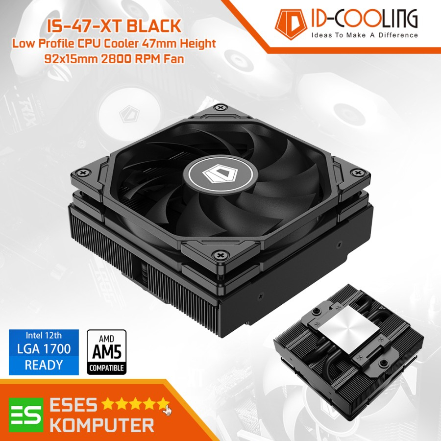 Jual HSF ID-COOLING IS-47-XT BLACK 47mm | 92mm Fan | Low Profile CPU ...