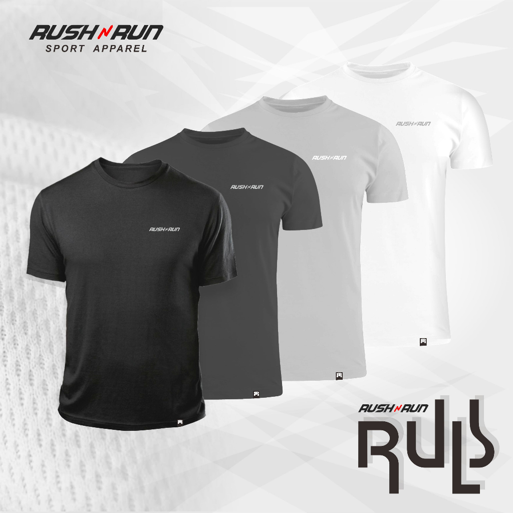 Jual Rush n Run Baju Olahraga Lari Running Pria Lengan Pendek Bahan Dry Fit Fitness Gym Cowok ...