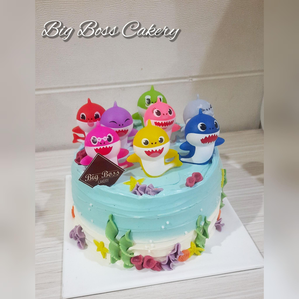 Jual BABY SHARK FISH BUTTERCREAM BIRTHDAY CAKE WITH TOYS ALL IN ...