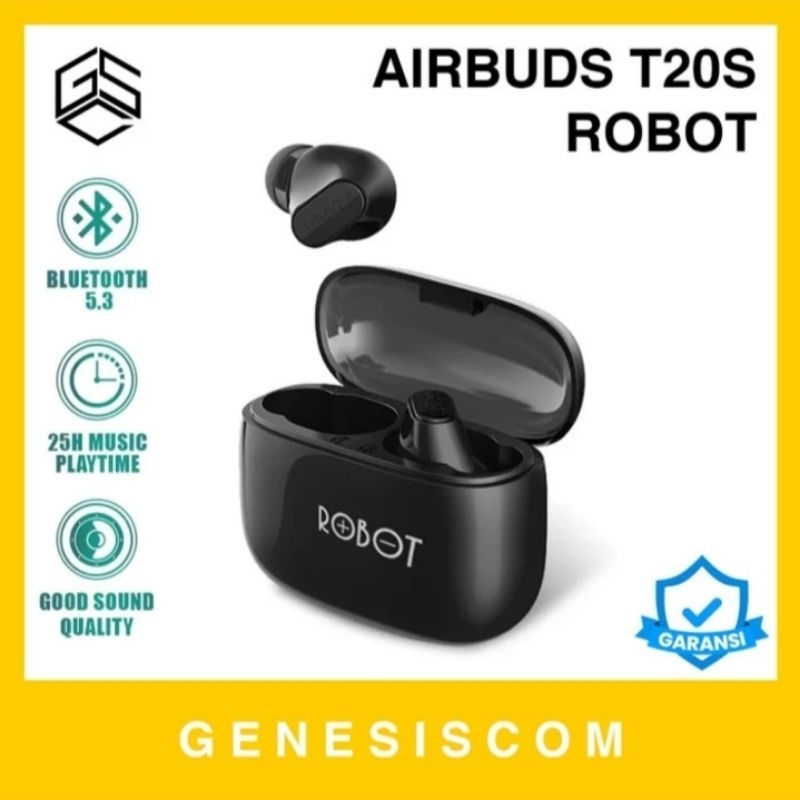 Jual Earphone Bluetooth ROBOT Airbuds T20S TWS Wireless Earbuds - Ear ...