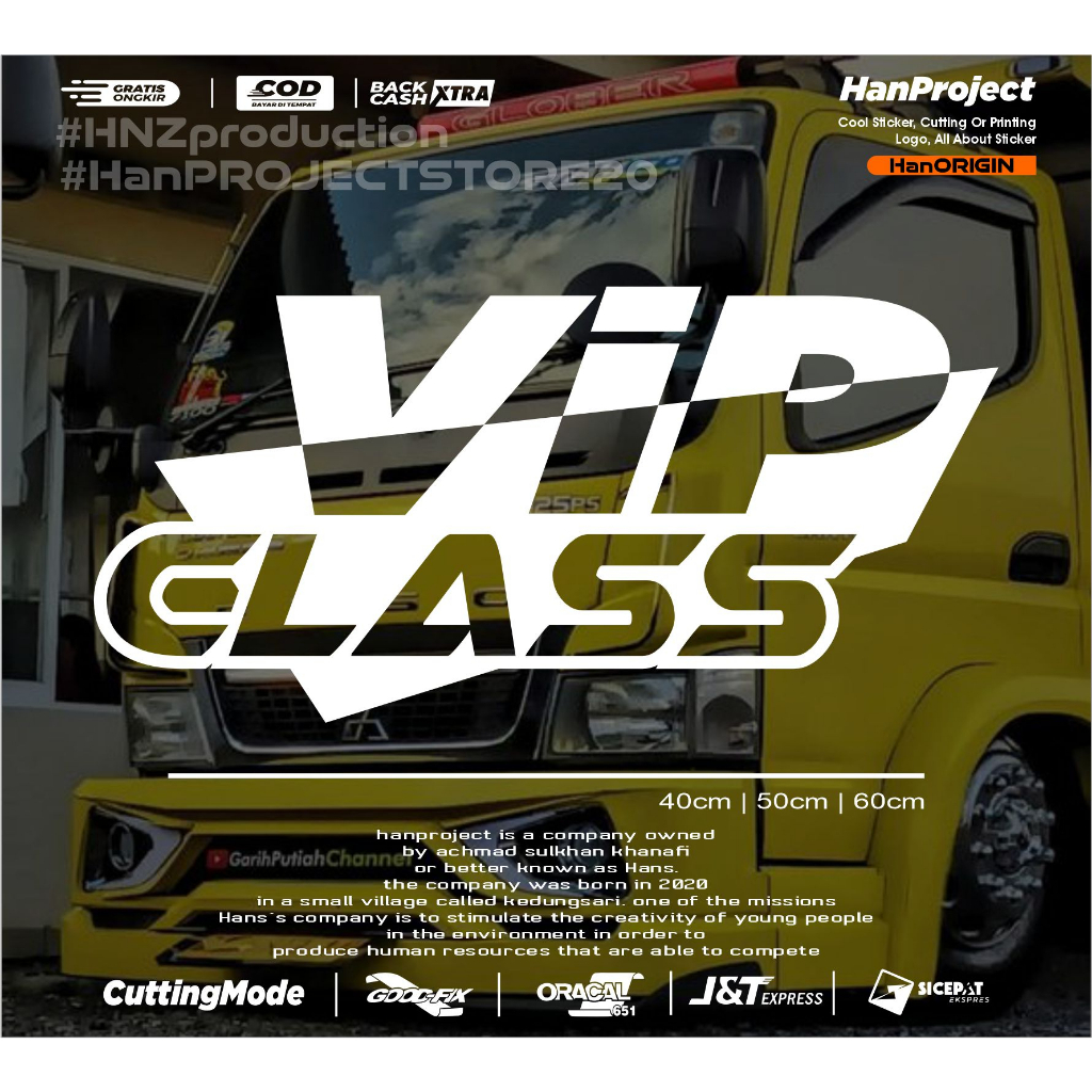 Jual STICKER CUTTING TULISAN VIP CLASS COCOK UNTUK KACA DAN BODY MOBIL ...