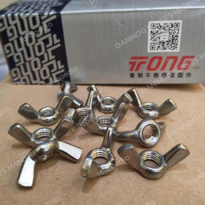 Jual M8x1.25 Mur Kuping Stainless Wing Nut SS 304 | Shopee Indonesia